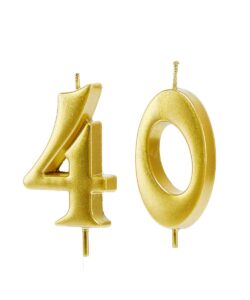 gold 40th birthday candles,number 40 cake topper for party decoration