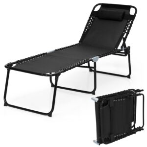 happygrill folding lounge chair with 4 position adjustable backrest, portable lightweight reclining chair recliner for beach camping patio lawn