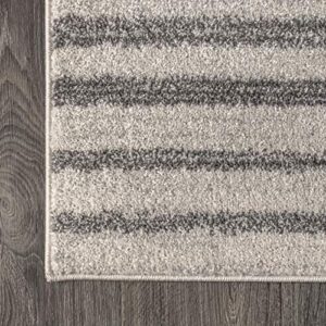 JONATHAN Y MOH204A-4 Lyla Offset Stripe Indoor Farmhouse Area-Rug Bohemian Minimalistic Striped Easy-Cleaning Bedroom Kitchen Living Room Non Shedding, 4 X 6, Grey