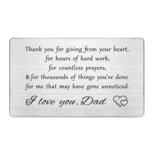 falogije dad gifts engraved wallet card - thank you dad i love you - birthday card for dad, fathers day, christmas