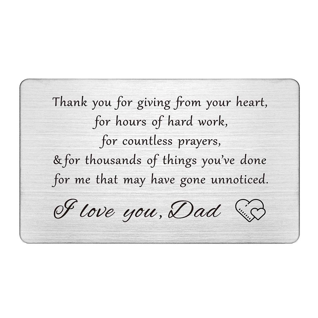 FALOGIJE Dad Gifts Engraved Wallet Card - Thank You Dad I Love You - Birthday Card for Dad, Fathers Day, Christmas