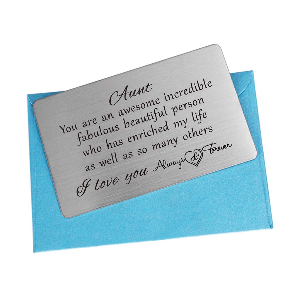 Aunt Gifts from Niece Nephew, I Love You Always and Forever Aunt, Gifts for Aunts, Best Favorite Awesome Aunt Gifts, Birthday Card, Mother's Day, Engraved Wallet Insert