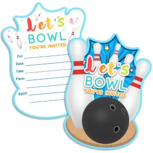 yangmics direct 30 bowling birthday party invitations with envelopes-double sided -shaped fill-in invitations