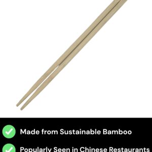 Chinese Bamboo Disposable Chopsticks - Pack of 100 Pairs, 9" long, Has Directions on the Back of Each Pair! Great for Everyone and Food Service Customers!