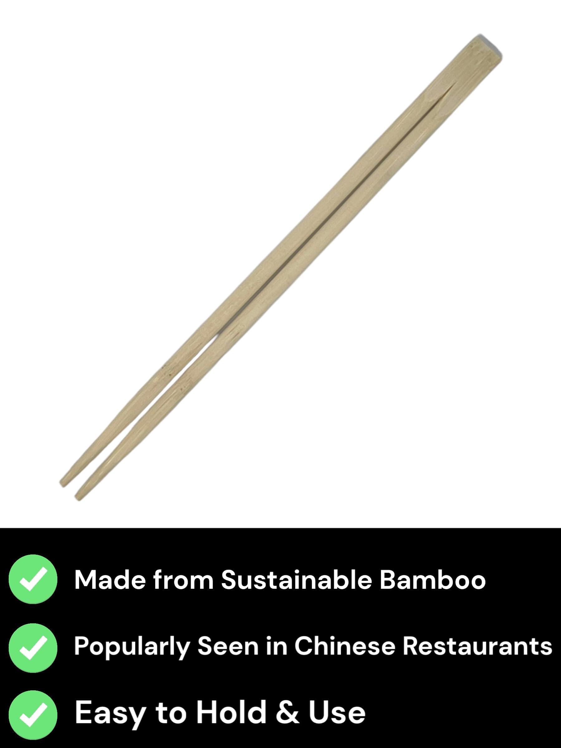 Chinese Bamboo Disposable Chopsticks - Pack of 100 Pairs, 9" long, Has Directions on the Back of Each Pair! Great for Everyone and Food Service Customers!