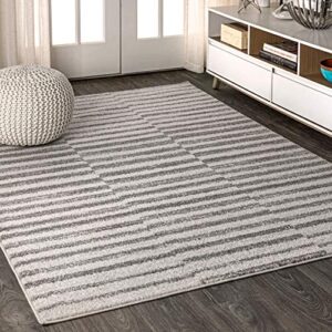 jonathan y moh204a-4 lyla offset stripe indoor farmhouse area-rug bohemian minimalistic striped easy-cleaning bedroom kitchen living room non shedding, 4 x 6, grey