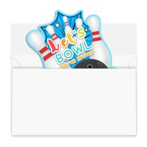 Yangmics Direct 30 Bowling Birthday Party Invitations with Envelopes-Double Sided -Shaped Fill-in Invitations