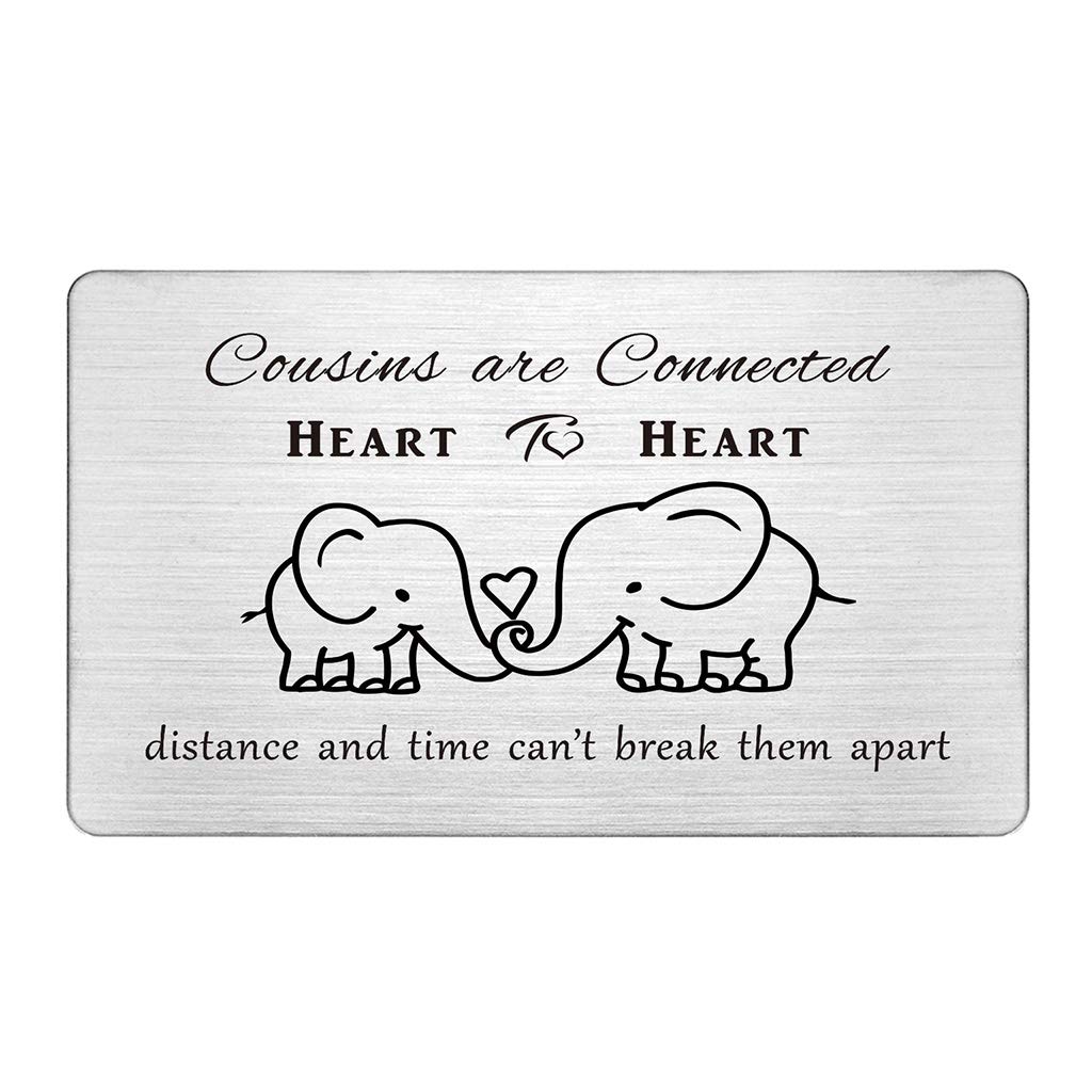 Cousin Gifts, Permanent Engraving Wallet Card, Cousins are Connected Heart to Heart, Favorite Best Cousin Birthday Gifts, Cousin Distance