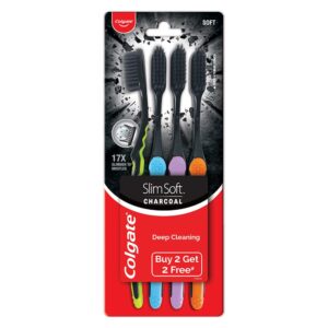 colgate slim soft charcoal toothbrush (buy 2 get 2 free) - 4 pcs