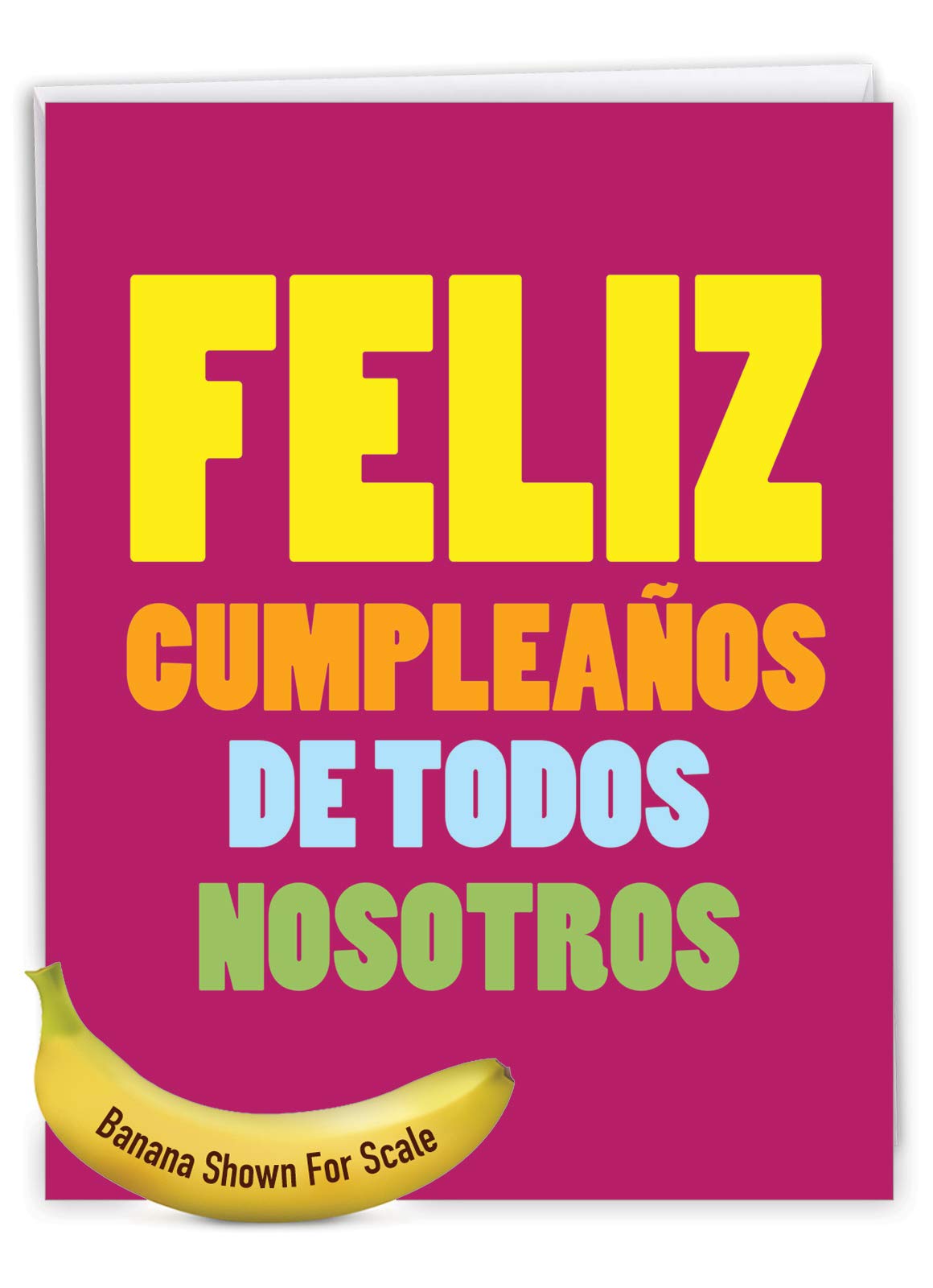 NobleWorks, Big Feliz Cumpleanos - Jumbo Spanish Birthday Card from All of Us (8.5 x 11 Inch) - Group Birthday Greeting J3243BDG-US-SL