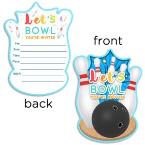 Yangmics Direct 30 Bowling Birthday Party Invitations with Envelopes-Double Sided -Shaped Fill-in Invitations