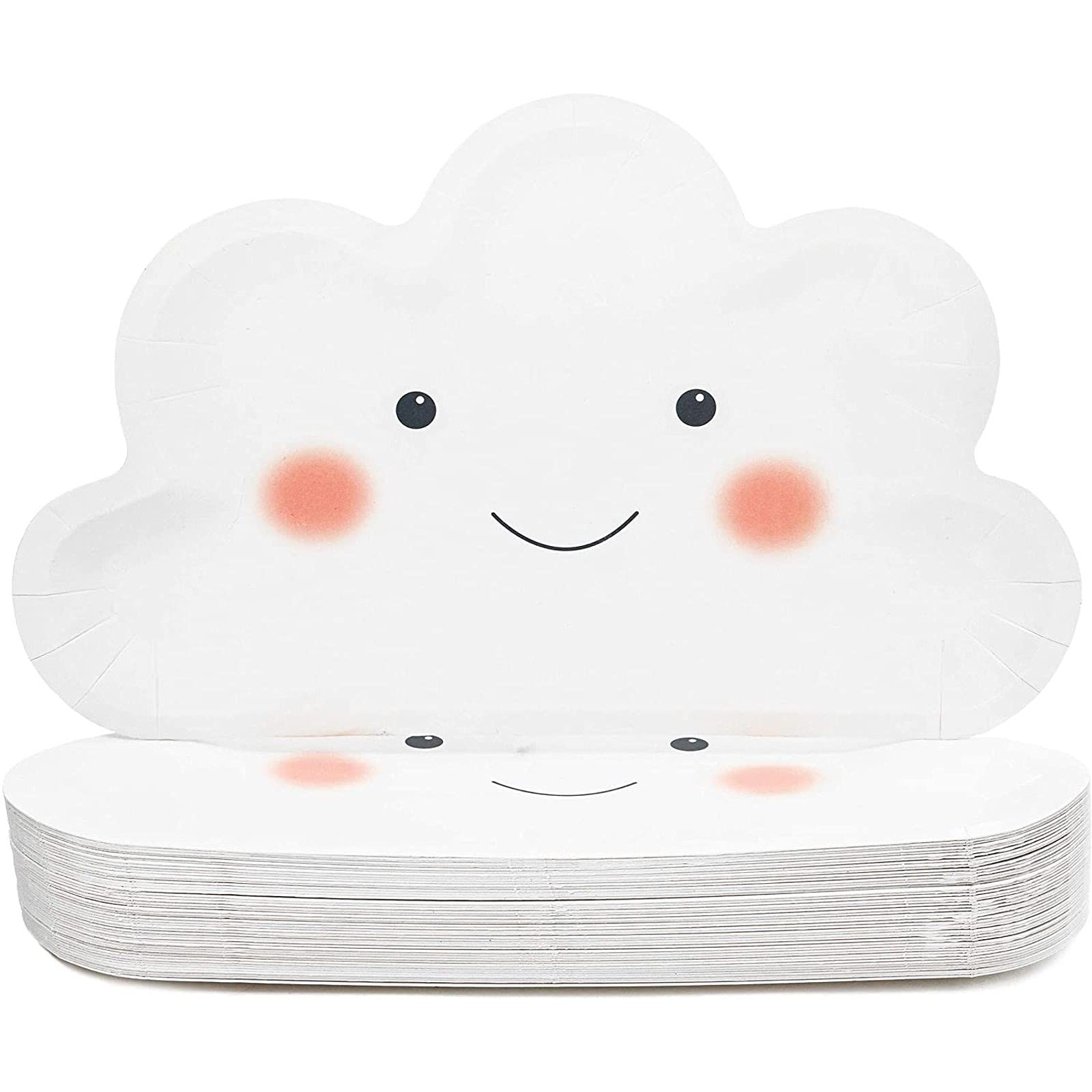 Sparkle and Bash Cloud Party Plates for Baby Shower or Birthday Party (6.4 x 10 In, White, 48 Pk)