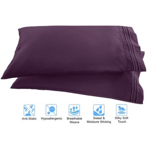 Elegant Comfort 1500 Thread Count Wrinkle & Fade Resistant Egyptian Quality 4-Piece Ultra Soft Luxurious Bed Set Includes Flat, Fitted Sheet and 2 Pillowcases, Full, Boysenberry