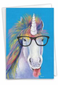 the best card company - 1 happy birthday card with envelope - adorable colorful animals, fun kids notecard - unique unicorns c7186abdg