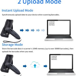 Bluetooth Wireless Barcode Scanner with Stand Handheld Portable USB Bar-Code Reader Scanner Entries Enable Keyboard Entry,Computer Screen Barcode Scanner