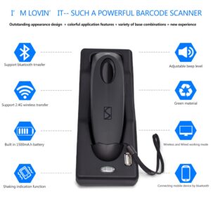 Bluetooth Wireless Barcode Scanner with Stand Handheld Portable USB Bar-Code Reader Scanner Entries Enable Keyboard Entry,Computer Screen Barcode Scanner