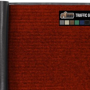 Gorilla Grip Traffic Guard Door Mat, 72x48, Heavy Duty Welcome Mats, Commercial Office Space Doormat, Waterproof, Fade Resistant, Strong Rubber Backing, Low Profile, Shoe and Boot Scraper, Red