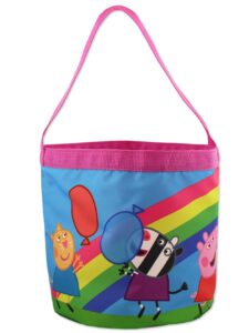 peppa pig girls collapsible nylon bucket toy storage gift tote bag (one size, multicolor)