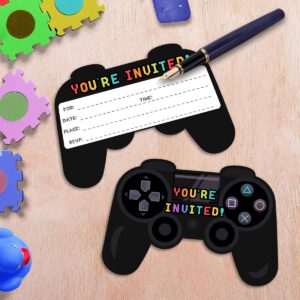 Yangmics Direct 30 Video Game Birthday Party Invitations with Envelopes - Shaped Fill-in Invitations