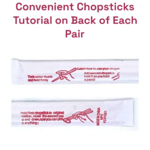 Chinese Bamboo Disposable Chopsticks - Pack of 100 Pairs, 9" long, Has Directions on the Back of Each Pair! Great for Everyone and Food Service Customers!