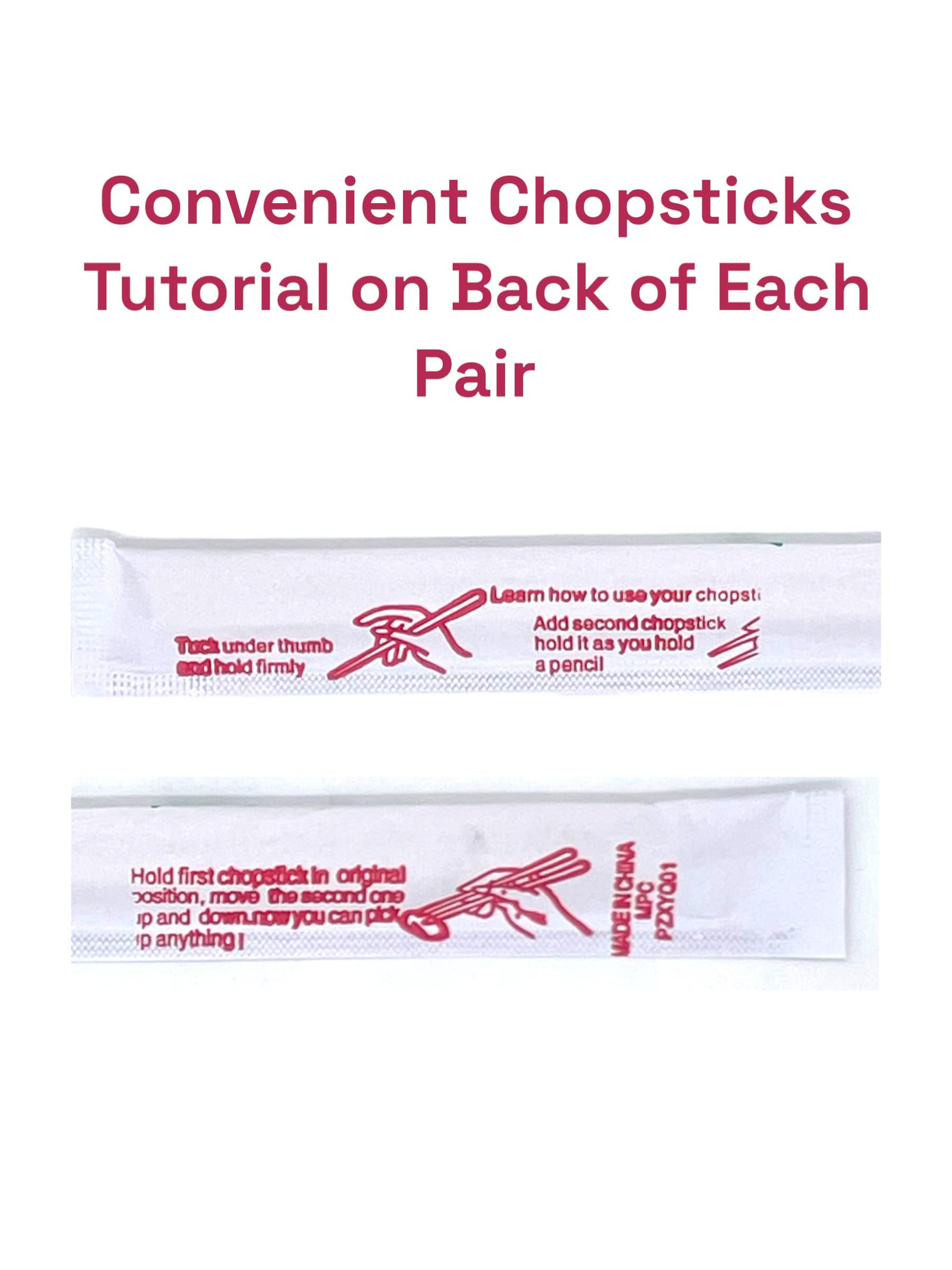 Chinese Bamboo Disposable Chopsticks - Pack of 100 Pairs, 9" long, Has Directions on the Back of Each Pair! Great for Everyone and Food Service Customers!