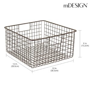 mDesign Metal Wire Bathroom Storage Basket Organizer with Handles - Organize Master/Guest Bathrooms, Linen, Hallway, or Entryway Closets, Bedroom, Laundry Room, Concerto Collection - 2 Pack - Bronze