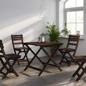 INTERBUILD REAL WOOD Acacia Hardwood Sofia Folding Chairs Balcony|Dining|Lawn|Indoor|Outdoor|Patio Chairs, 17" Tall, 2 Piece Set - Espresso