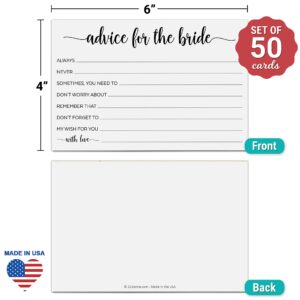 321Done Advice for the Bride, Made in USA - 4x6 White, Fun Bridal Shower Game, Keepsake, Guestbook Alternative, Thick Luxury Card Stock with Modern Stylish Calligraphy Script Design - 50 Cards