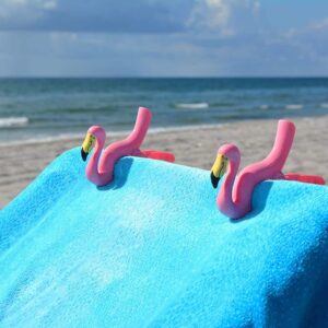 Flamingo Beach Towel Clips Jumbo Size for Beach Chair, Cruise Beach Patio, Pool Accessories for Chairs, Household Clip, Baby Stroller.