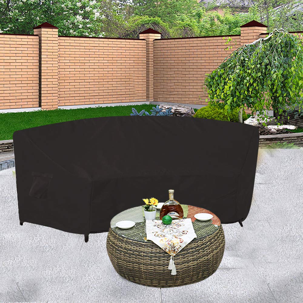 Yolaka Outdoor Furniture Covers Patio Sectional Curved Couch Protector Black Waterproof 90x36x39 Inches for Half-Moon Sofa Sets