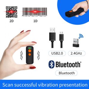 1D 2D Bluetooth Wireless Barcode Scanner,Symcode Portable QR Handheld Mini Barcode Reader for Windows,Android,iOS,Mac.Able to Scan Codes on Screen