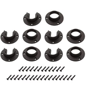 wideskall heavy duty stainless steel closet pole sockets rod end support with screws (matt black, 5 sets)