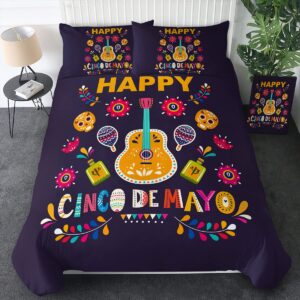 sleepwish mexican bedding colorful floral mexico duvet cover mexican bird tile folk art bed set 3 pieces traditional bedspreads queen size