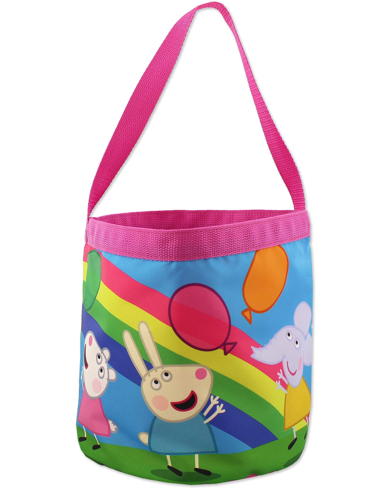 Peppa Pig Girls Collapsible Nylon Bucket Toy Storage Gift Tote Bag (One Size, Multicolor)