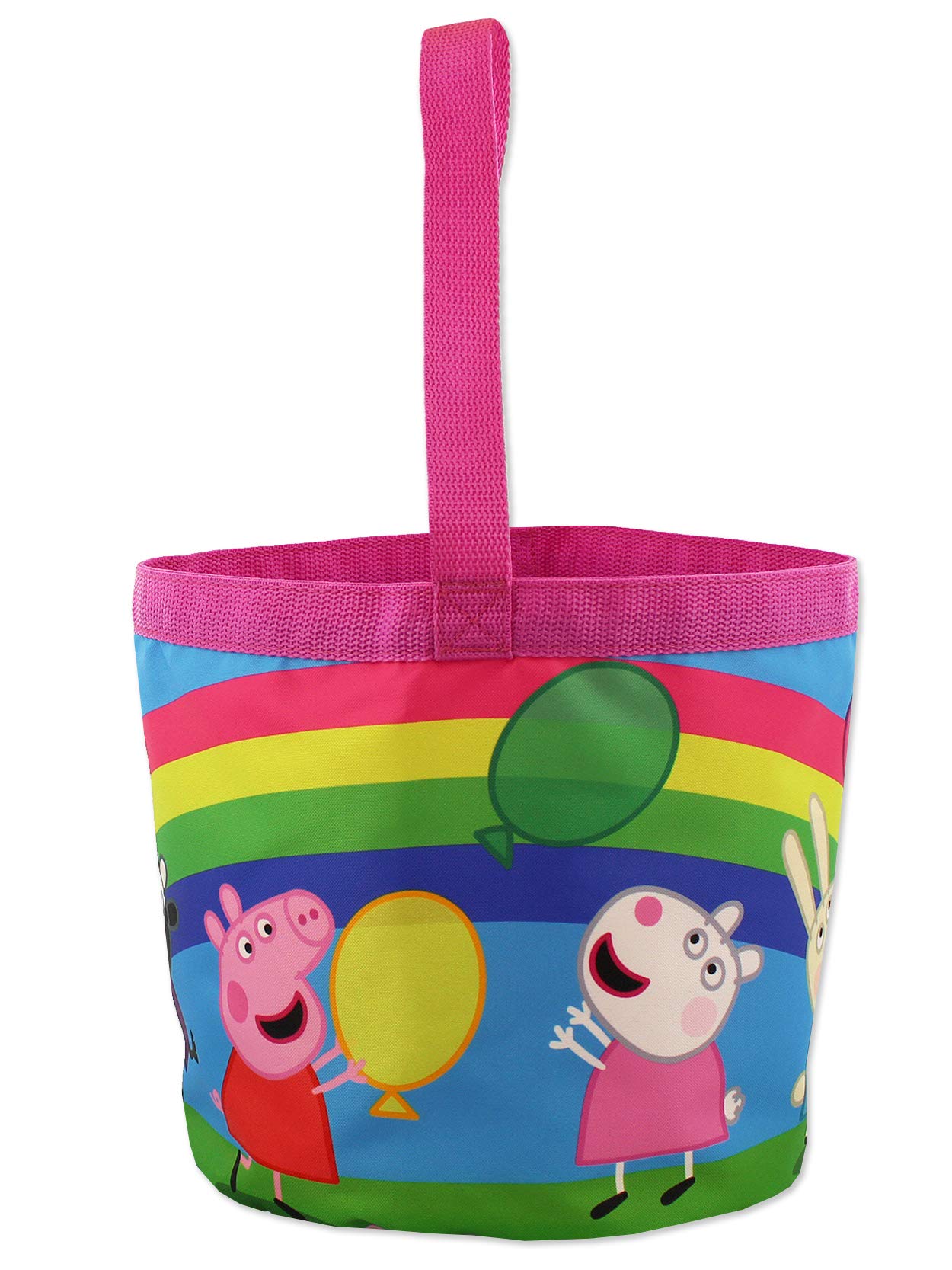 Peppa Pig Girls Collapsible Nylon Bucket Toy Storage Gift Tote Bag (One Size, Multicolor)