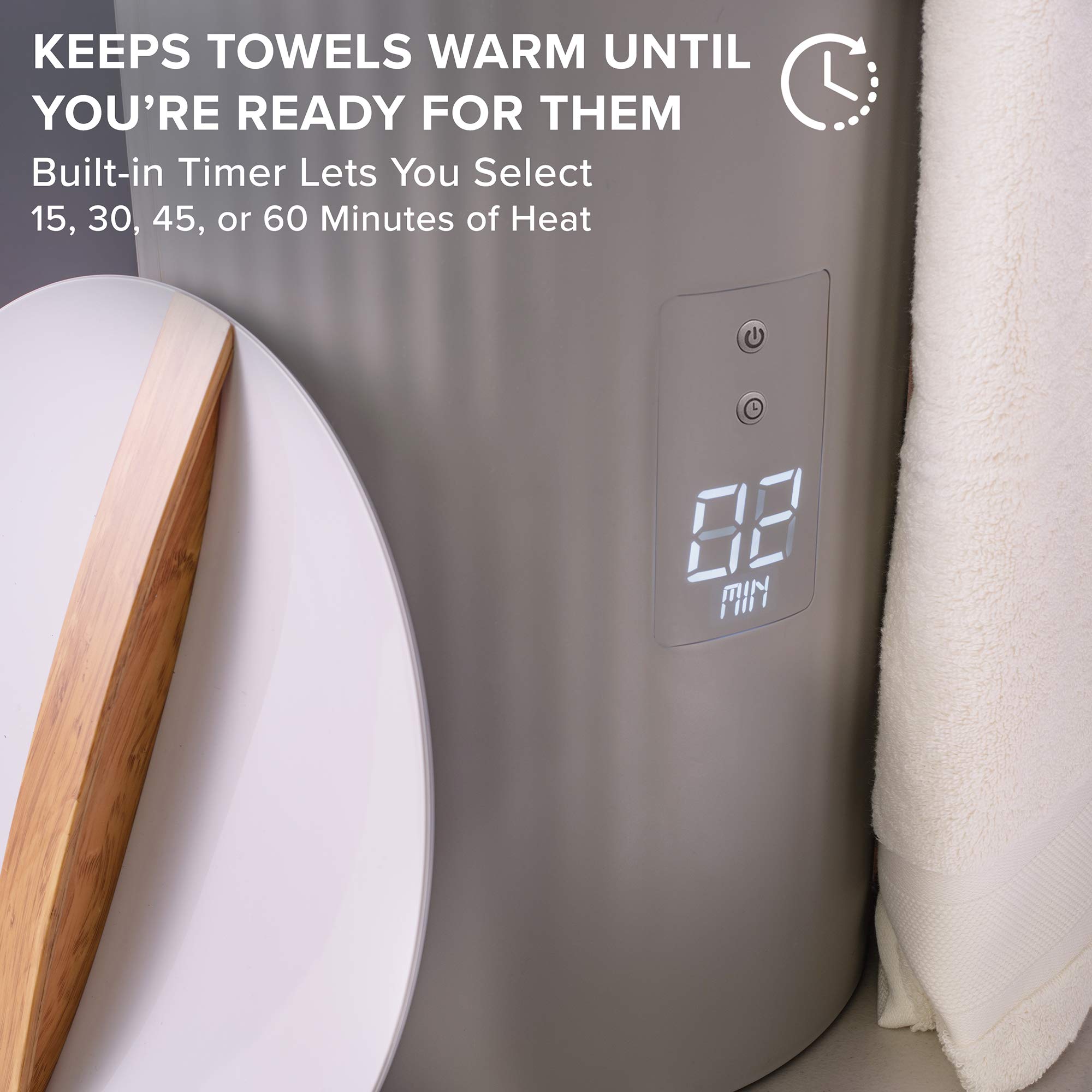 Live Fine Towel Warmer | Bucket Style Luxury Heater with LED Display, Adjustable Timer, Auto Shut-Off | Fits 40” x 70” Oversized Towel - Height 21.25 Inches and 12.9 Inches Wide