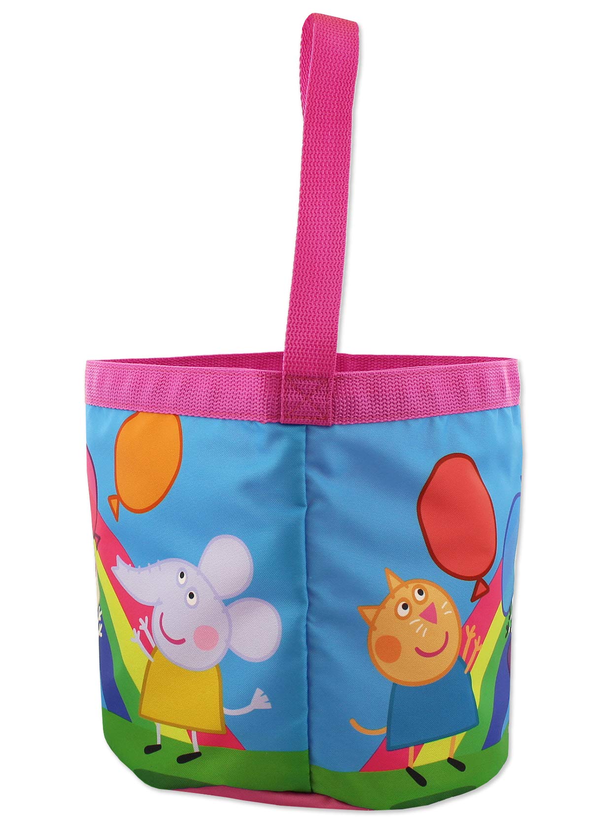 Peppa Pig Girls Collapsible Nylon Bucket Toy Storage Gift Tote Bag (One Size, Multicolor)