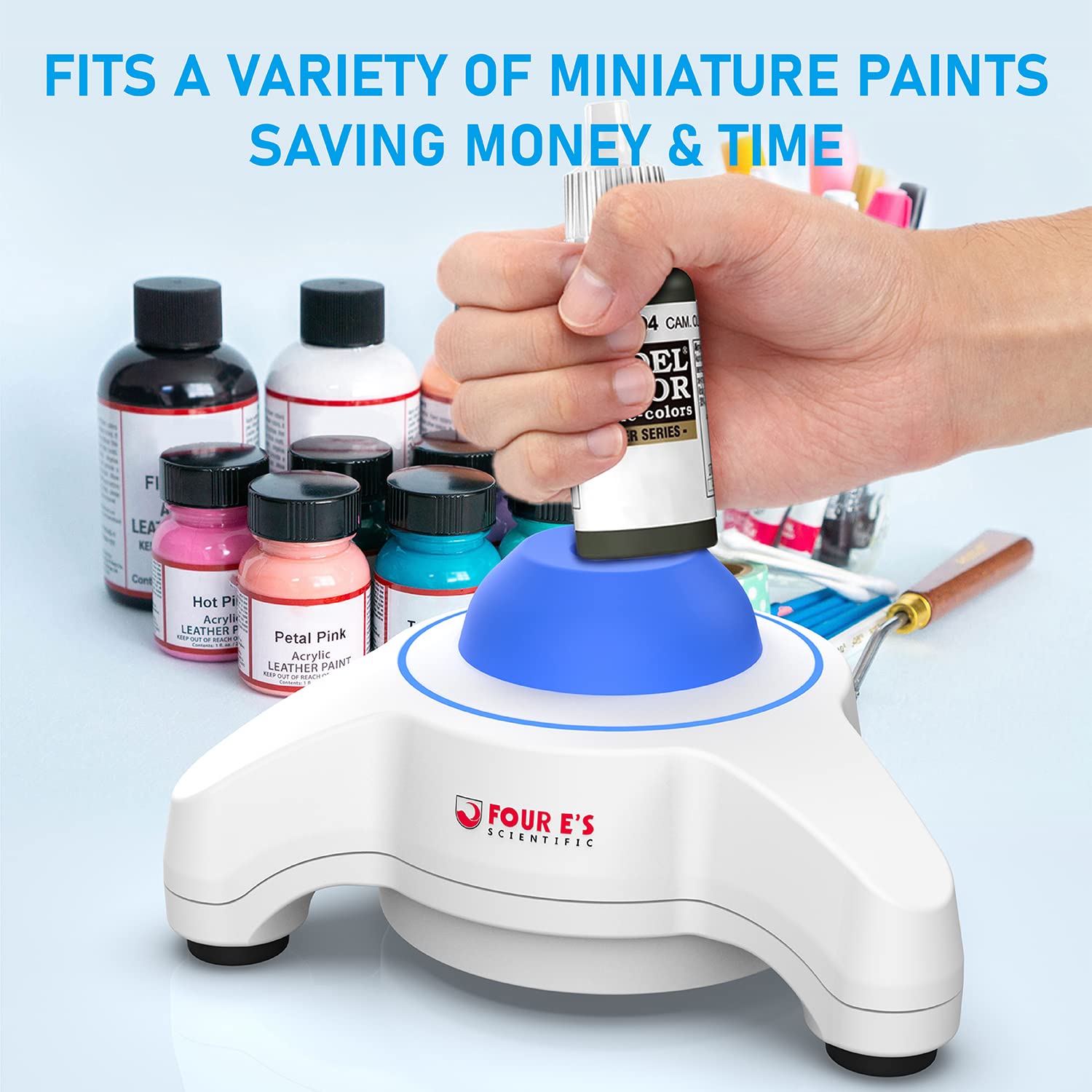 FOUR E'S SCIENTIFIC Mini Vortex Mixer - Lab Vortex Shaker, 5600rpm, Touch Function Portable Paint Mixer for Acrylic Miniature Hobby Model Paints Nail Polish