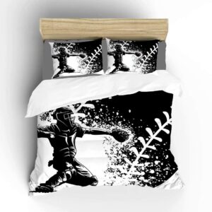 aluy's boutique a baseball catcher with a grunge style baseball ultra soft bedding sets microfiber fabric bedroom decor duvet cover, queen size 3 pieces with 1 duvet cover and 2 pillowcases