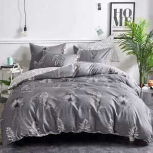 bedding duvet cover set,100% cotton bedding,exquisite leaf printed duvet cover with zipper closure and 2 pillow cases,queen size