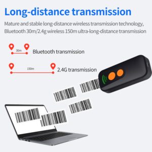 1D 2D Bluetooth Wireless Barcode Scanner,Symcode Portable QR Handheld Mini Barcode Reader for Windows,Android,iOS,Mac.Able to Scan Codes on Screen