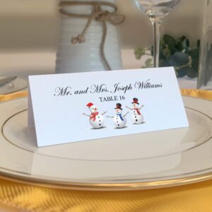 holiday and winter snowman printable place cards, set of 60 (10 sheets), laser & inkjet printers - wedding, party, dinner, and special events - made in the usa