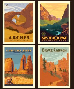 utah pillow panel national parks by anderson design group collection from riley blake designs 100% cotton quilt fabric pp8794r-utah - 36" x 42" arches, zion, bryce, capitol reef