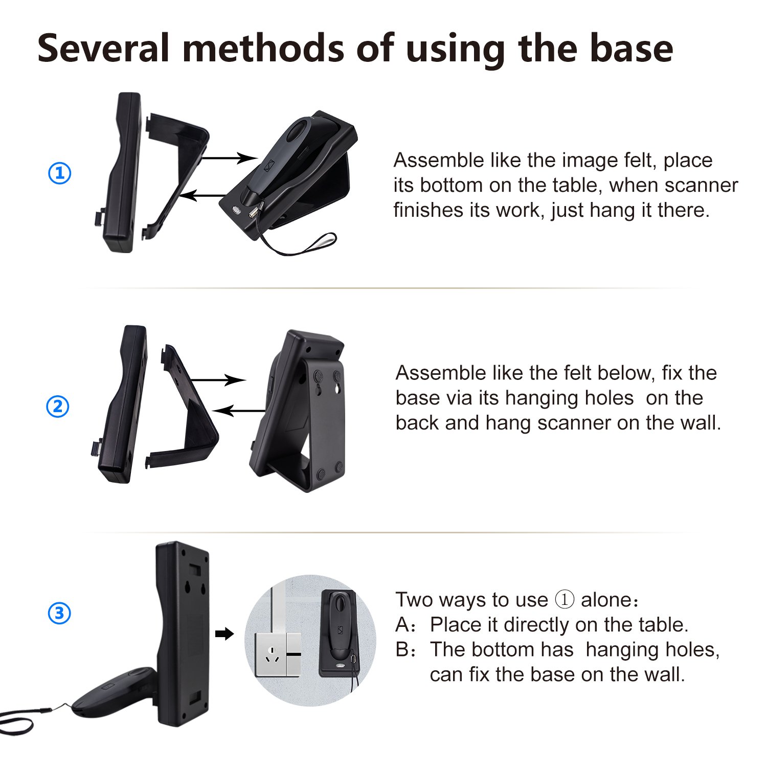 Bluetooth Wireless Barcode Scanner with Stand Handheld Portable USB Bar-Code Reader Scanner Entries Enable Keyboard Entry,Computer Screen Barcode Scanner