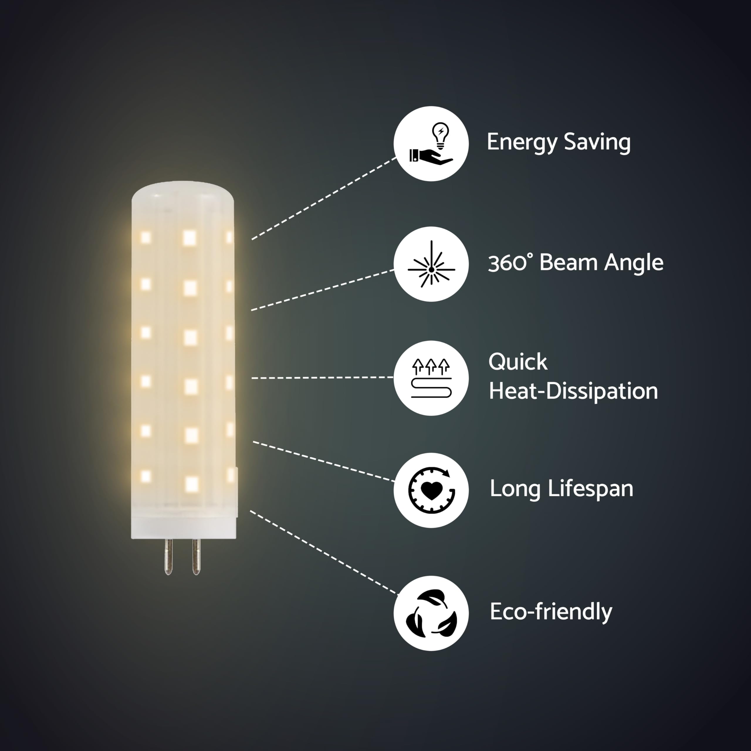 Tech Lighting LED Bi-Pin Replacement Module, Dimmable LED, 3000K, 430 Lumens, Easy to Install, Long Lasting, Energy-Saving, Damp Rated, GY 6.35 Socket (Tall)