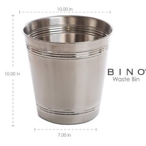 BINO Metal Waste Basket for Home, Office, Bathroom, Dorm, Kitchen and More - Trash Can Bin for Bedroom - Desk Trash Can - Room Trash Can - Home Essentials (Matte with Shiny Striped Rope)