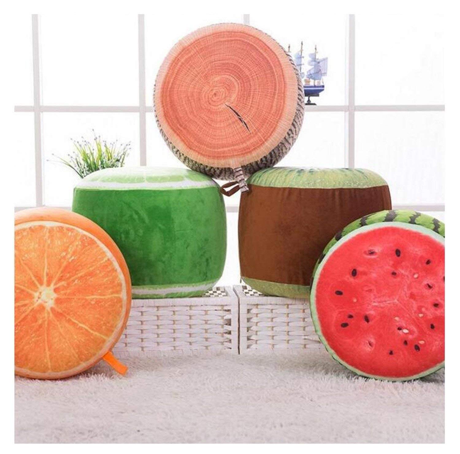 seemehappy Portable Plush Fruit Inflatable Chairs Seat Folding Stool for Adults, Teens and Kids, Perfect for Indoor and Outdoor Use with Inflator,Tree Stump