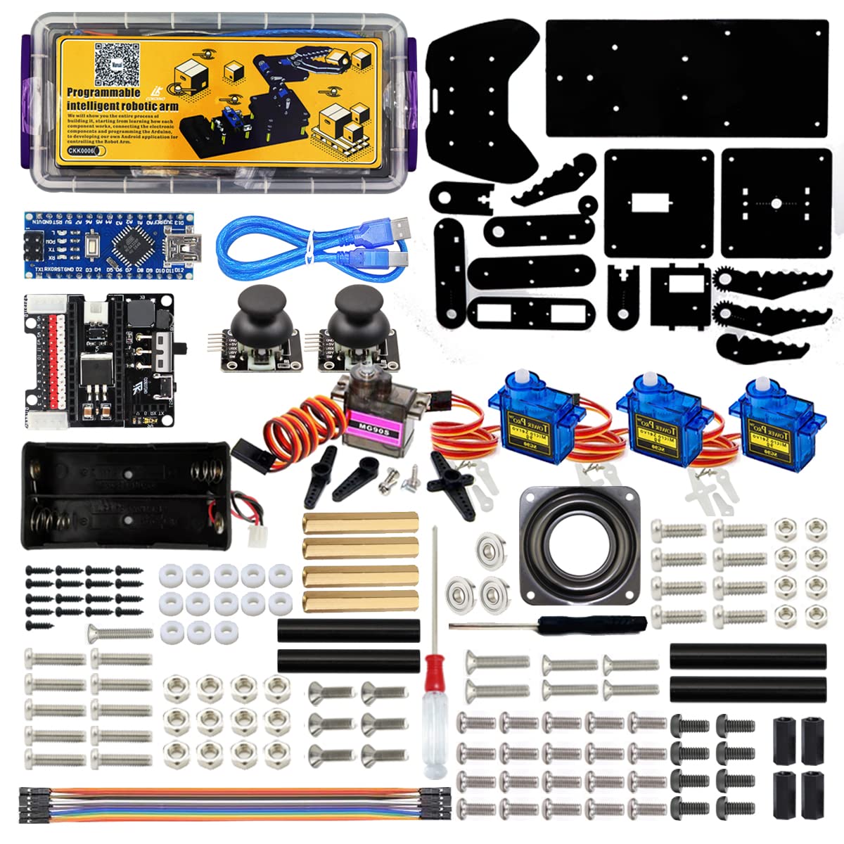 LK COKOINO Robot Arm for Arduino, Smart Robot Building Kit That can Memorize and Repeat Movements for Beginners/Teens/Adults to Learn Electronic, Programming, Math and Science