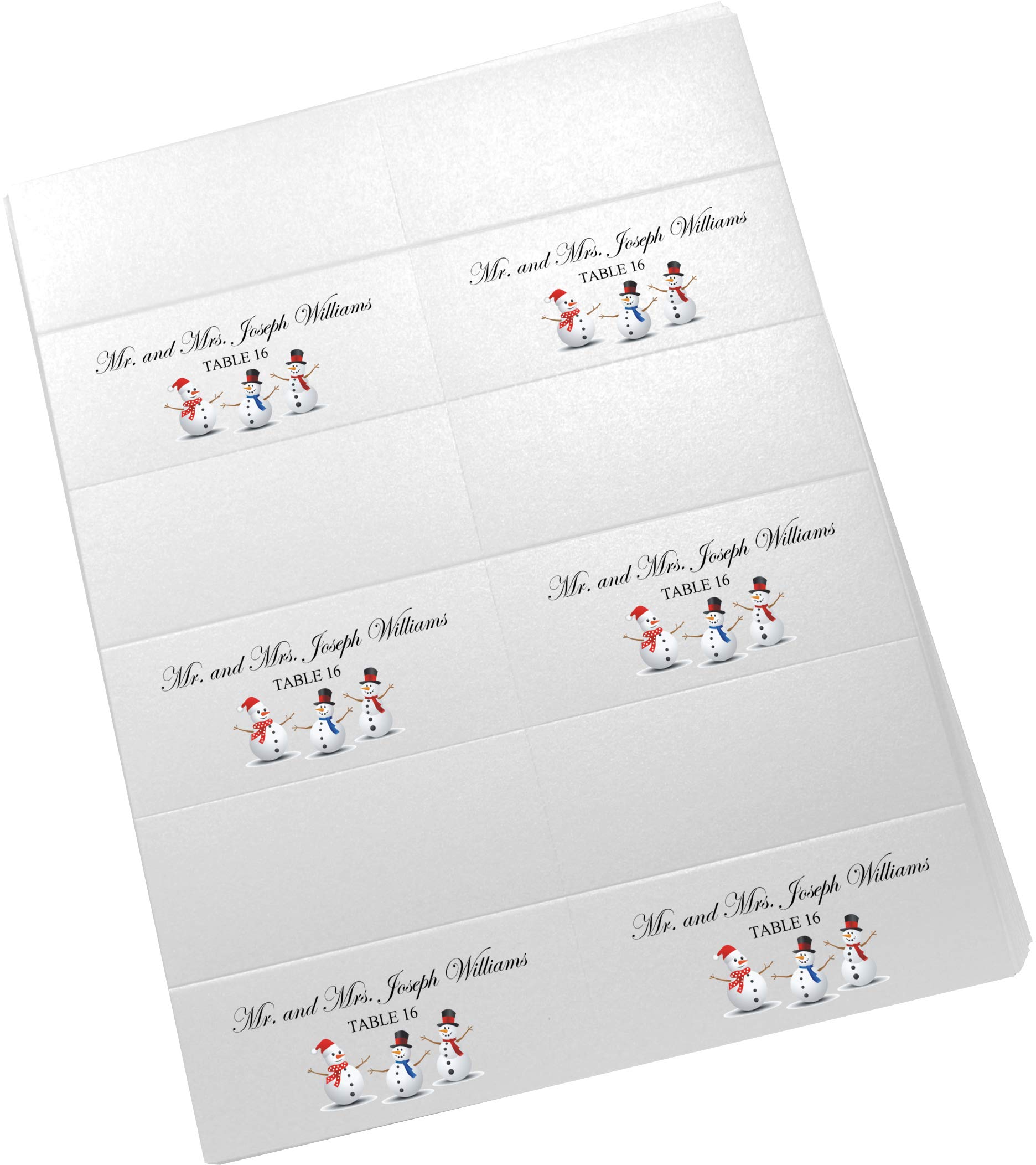 Holiday and Winter Snowman Printable Place Cards, Set of 60 (10 Sheets), Laser & Inkjet Printers - Wedding, Party, Dinner, and Special Events - Made in the USA