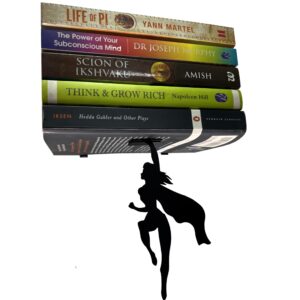 heavenlykraft wall mounted metal bookshelf floating bookshelf supported by superheros invisible bookshelf metal shelf superhero decoration shelf childrens room décor model no. hk_251